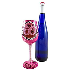 Top Shelf Decorative 60th Birthday Wine Glass, 1 Count (Pack of 1), Pink