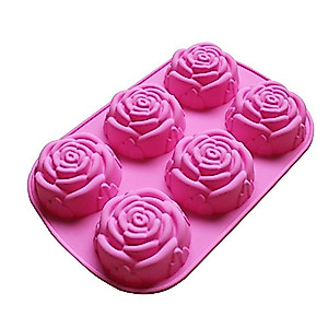 PopBlossom Set of 2 Large Rose Flower Ice Cube Chocolate Soap Tray Mold Silicone Party maker