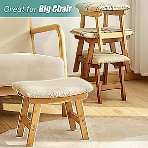 viewcare Foot Stools Ottoman, Small Foot Stool Ottoman, and Footstool, Wooden Foot Stool, Sofa Footrest Extra Seating for Living Room Entryway Office