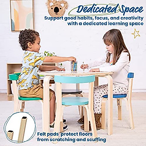 ECR4Kids Bentwood Round Table and Curved Back Chair Set, Kids Furniture, Contemporary, 5-Piece