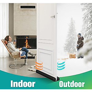 MAXTID Under Door Draft Blocker Black Door Draft Stopper 38" Noise Reducer Breeze Light Cold Air Guard Sound Proof Door Sweep 32" 36" 38" Weather Stripping Door Bottom Seal Insulation Strip Gap Filler