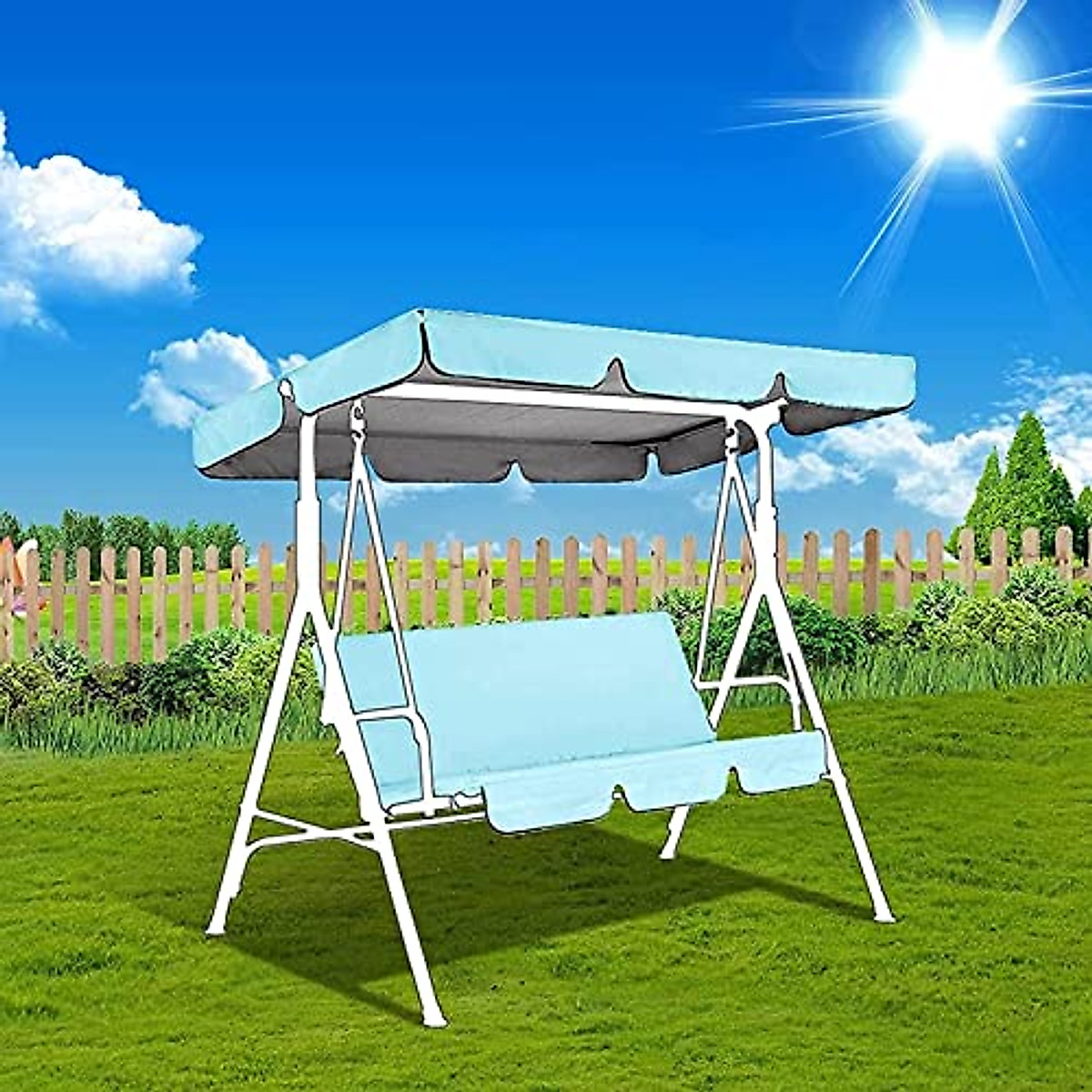 XYQSBY Swing Chair Seat/Canopy Replacement 3/2 Seater, Garden Canopy Swing Chair Cover Set Universal, 210D Waterproof UV Resistant Silver Coated Oxford Cloth (Color : Pink, Size : 195×125×15CM)