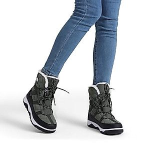 DREAM PAIRS Women's Winter Snow Boots Waterproof Rubber Ankle Booties with Warm Comfortable Faux Fur Lining,botas de invierno para mujer,Lace Up Non-Slip Outdoor Boots for Women,Sdsb2214w,Grey,Size 10