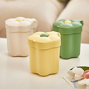 STOBOK Car Trash Bin Desktop Trash Can with Lid Mini Cute Waste Paper Basket Cartoon Flower Design Garbage Container Bin for Home Office Bedroom Nursery Room Green Automotive Garbage Cans