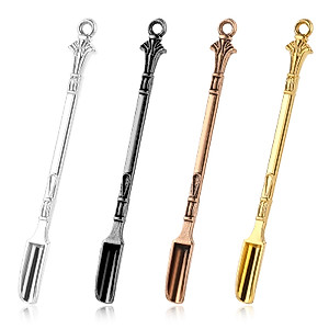 Mini Spoons Set of 4 Mini Shovel Spice Spoon Small Spoons for Spice Tiny Spoons for Powder Small Spice Spoon Mini Spatulas Spoon Small Gold, Silver, Antique Brass, Black Gray Spoons