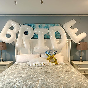 MEYSIMOON 40 inch BRIDE Balloons for Bachelorette Party Decorations White Large Bride Balloon for Bride to Be,Wedding Party,Bridal Shower Party Decor