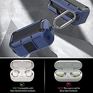 [with Lock] TOLUOHU Cover for Bose QuietComfort Earbuds Case, Shock-Absorbing Protective PC+TPU Security Lock Case Compatible with Bose QuietComfort Earbuds for Men Women with Keychain (Blue)