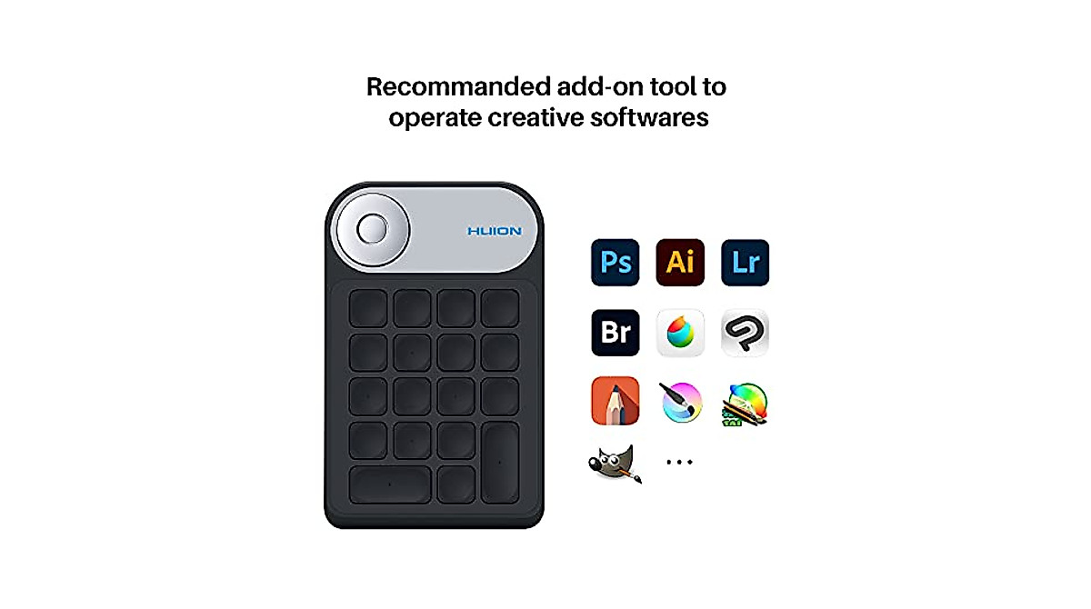 HUION Mini KeyDial KD100 Wireless Shortcut Keyboard for Creative Work