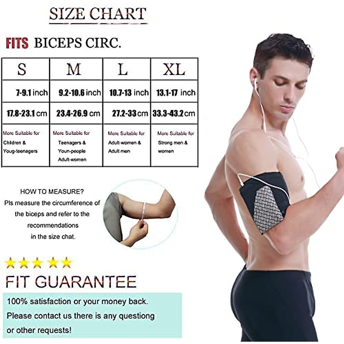 Universal Sports Armband for All Phones. Cell Phone Armband for Running, Fitness and Gym Workouts (iPhone X/8/7/6/Plus,Samsung Galaxy S9/S8/S7/S6/Edge/Plus & LG, Google & More) Black M