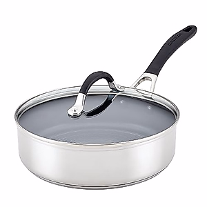 Circulon SteelShield Sauté Pan with Lid and SteelShield Hybrid Stainless and Nonstick Technology, 3 Quart - Stainless Steel