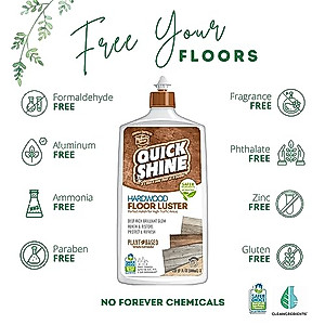 Quick Shine Hardwood Floor Cleaner & Wood Floor Polish w/Plant-Derived Carnauba 2-27oz Bottles, Removes Scratches, Safer Choice, A Clean That Can Be Seen