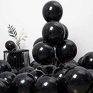 Styirl Black 100 Pcs Party Balloons (5/10/12/18 inch) for Birthday, Wedding, Graduation, Baby Shower, Bachelorette Party Decorations, Includes Curling Ribbon