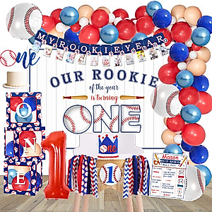 YSHMFEUX Baseball 1st Birthday Party Decorations Supplies, Rookie of The Year 1st Birthday Decorations, 1st Birthday Party Supplies for Boys, 1st Birthday Boy Decorations