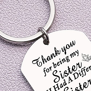 Sisters Gift from Sister Brother, Thanks for Being My Sister Keychain Womens Teen Girls Stocking Stuffer for Women Girls to My Sister Sister Gift Big Little Sister Soul Sister Gift Christmas Birthday