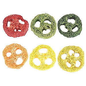 POPETPOP 6Pcs Hamster Molar Toys - Small Animall Toys Colorful Loofah Pet Tooth Cleaning Toy, Dog Cat Chinchillas Small Animal Chew Toys Random Colar