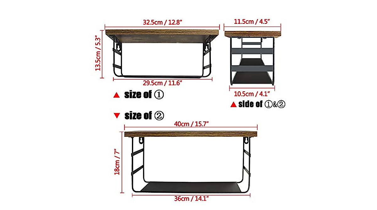 Lavezee 2-Tier Wall Shelves Set of 2 – Modern Wall Mounted Storage