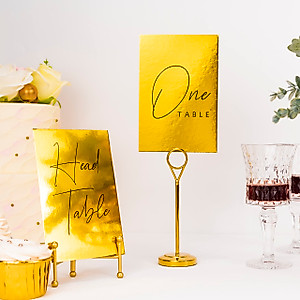 Crisky Gold Table Number Cards for Vintage Wedding, Anniversary, Birthday, Bridal Shower Party. Great Gatsby Theme, Elegant Black Double-Sided Design 4 x 6 Inch Number One - Thirty & Head Table.