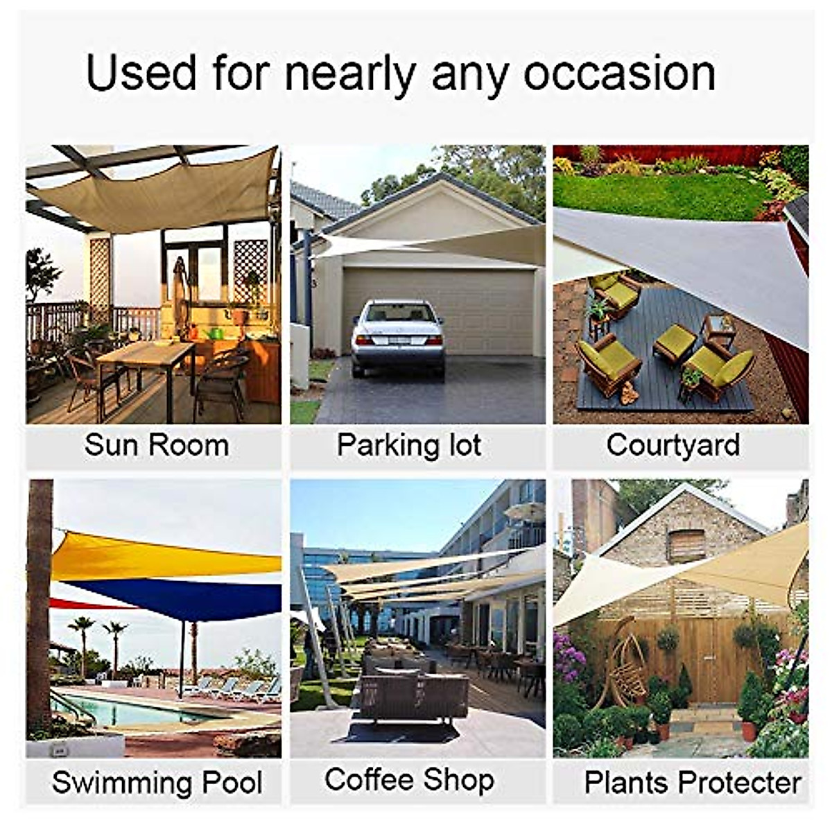 Insun 95% Sunscreen Anti UV Water Resistance Oxford Cloth Rectangle Sun Shade Sail Awning Shade for Outdoor Garden Patio Party White 6.5'x10'