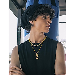 Richsteel Initial D Necklace For Men Women 18K Gold Plated Pendant with 22 Inch Chain Fashion Letter Name Jewelry