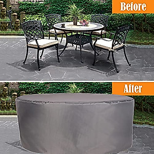 XYXH Outdoor Round Table Cover 53" D x 31" H, Patio Furniture Covers Waterproof, Garden Furniture Covers for Winter, Windproof Tear-Resistant Heavy Duty 420D Oxford Fabric (135x80cm)