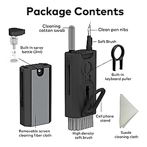 8 in 1 Electronic Cleaning kit - Keyboard Cleaner, Keyboard Cleaning Kit, Laptop Cleaner, Laptop Cleaning Kit, Electronic Cleaner Kit for Airpods Pro/Laptop/Phone(Give Away a Flannel Cloth) Black