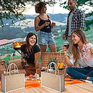 10 Pcs Burlap Jute Bags Jute Totes with handle Burlap Jute Gift Totes Burlap Welcome Bags for Women Bridesmaid Wedding Beach (12.6 x 8.66 x 5.12 Inch)