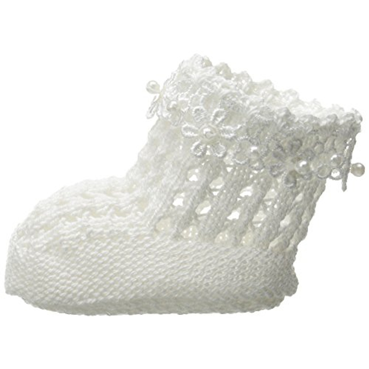 Jefferies Socks Baby Girls' Newborn Daisy Pearl Bootie, White