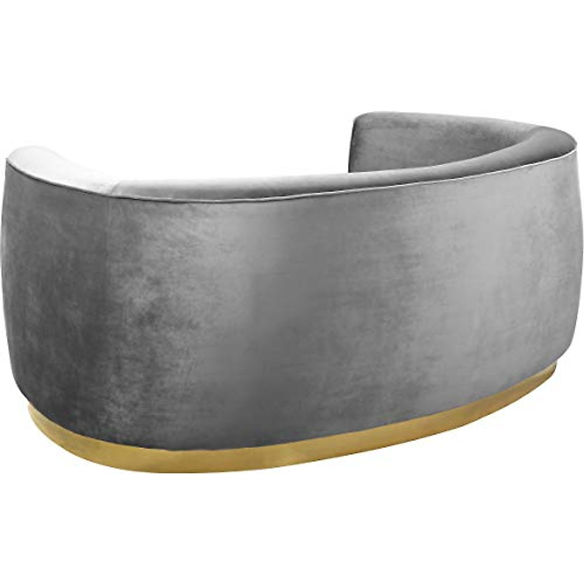 Meridian Furniture Julian Collection Modern | Contemporary Velvet Upholstered Loveseat with Stainless Steel Base in Rich Gold Finish, Grey, 70" W x 34" D x 28" H