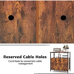 GLOBALWAY Industrial Buffet Storage Cabinet, Coffee Bar Cabinet with 1 Open Shelf, 2 Doors & 3 Interior Shelves, Freestanding Floor Cabinet for Kitchen, Dining Room, Cafe, Rustic Brown