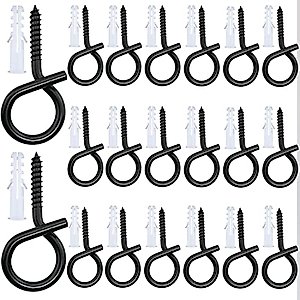 ITROLLE 20Pcs 304 Stainless Steel Christmas Lights Hanger Hooks, Easy Release Open Loop with Buckle Design, Black