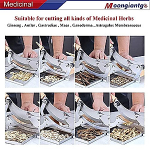 Moongiantgo Biltong Slicer Chinese Medicine Radiused Beef Jerky Cutter, 0-0.5” Adjustable Thickness, Wooden Base Herb Root Cutting Machine for Ginseng Antler Gastrodiae Maca Ganoderma