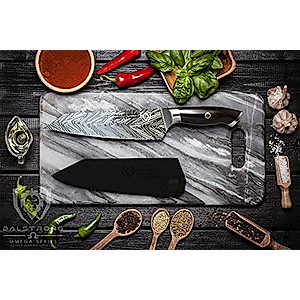 Dalstrong Kitchen Knife, Kiritsuke Chef Knife - 8.5 inch - Omega Series - American BD1N-VX Hyper Steel - Razor Sharp Knife - Acacia Wood Display Stand, Cooking Knife, Collection Set, Leather Sheath