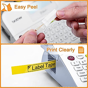 Greateam Yellow Label Tape Compatible for Brother TZe Yellow Tape 12mm 0.47" TZe-631 TZ-631 Black on Yellow Tape for Brother P-Touch Label Maker PT-D210 PT-H110 PT-D600 PTD400 PT-1290 PT1280, 4-Pack