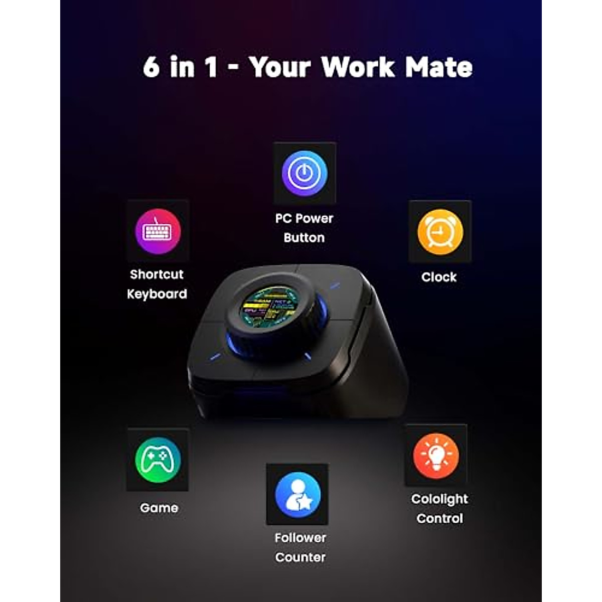 Cololight Studio Controller Keyboard like OBS, Twitch, ​YouTube COLO PLAY Programmable Gaming Keyboard with RGB Lighting, Performance Monitor, Desktop Media Controller for PC/MAC (Black)