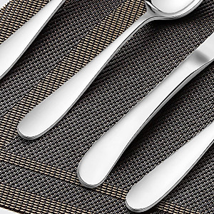 Heavy Duty Silverware Set with Serving Utensils, HaWare 45 Pieces Stainless Steel Flatware Set, Heavy Weight Eating Utensils Tableware for 8, Modern Cutlery for Home, Dishwasher Safe, Mirror Polished