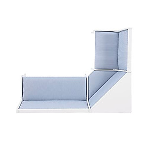 Linon Upholstered Seats and Hidden Storage Kiera Kitchen Corner Dining Nook, White and Blue Stripe