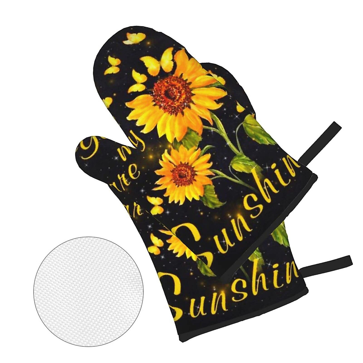 You are My Sunshine Sunflower Oven Mitts and Pot Holders Sets 4 Pcs Set, Heat Resistant Oven Gloves Hot Pad for Kitchen Cooking Baking BBQ