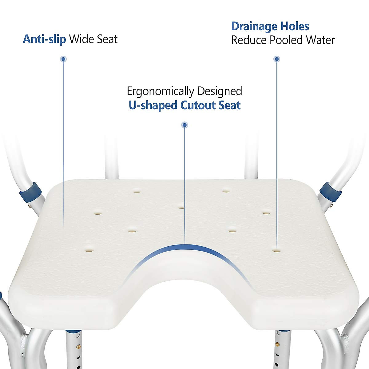 𝐆𝐫𝐞𝐞𝐧𝐂𝐡𝐢𝐞𝐟 Narrow Shower Chair for Inside Tub, Small Bathtub Chair with Arms and Back Removable, Shower Chair for Elderly and Disabled, Sturdy & Height Adjustable & Cutout Seat, 300lbs