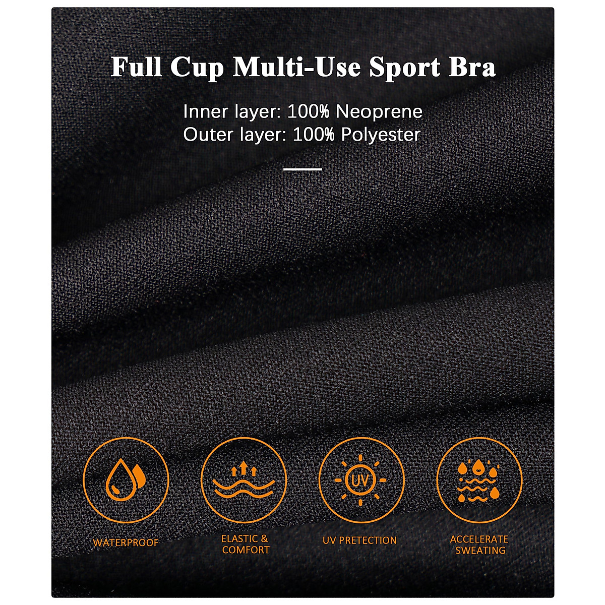 CtriLady Women High Impact Neoprene Sport Bra Front Zipper Crop Tank Top Full Cup Vest for Surfing Snorkeling Fitness (Black Yellow,XL)