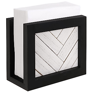 Autumn Alley Modern Farmhouse Napkin Holder for Table - Cute Black White Napkin Holder in Rustic Shiplap Pattern - Upright Napkin Holders for Farmhouse Kitchen Décor