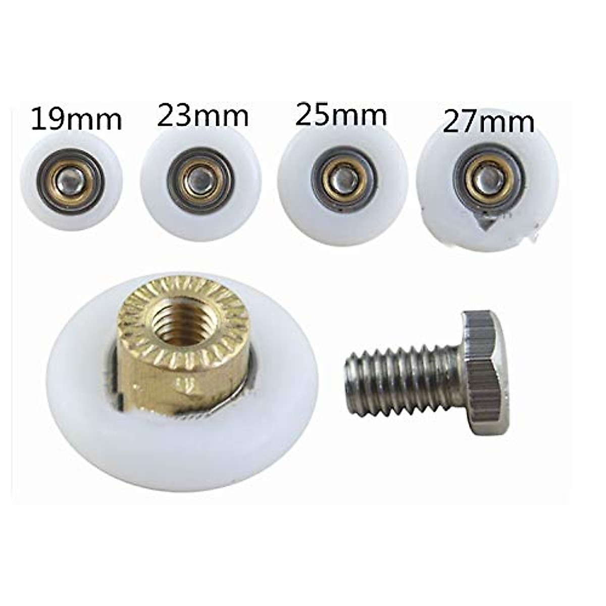 Bioristar Shower Door Rollers Replacement 3/4 Bathroom Pan Glass Sliding Door Pulleys Sliding Door Rollers Replacement Shower Door Hardware Installation Kit 4PCS 19mm