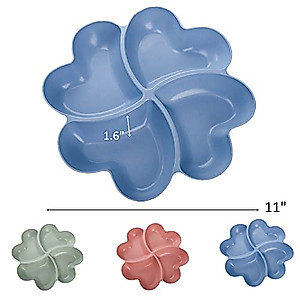 ZOOFOX Set of 6 Appetizer Serving Platter, Unbreakable Chip & Dip Serving Divided Plates, 4-Compartment Heart-Shaped Serving Dish Tray for Nuts, Candy, Dried Fruit, Salads, Snack