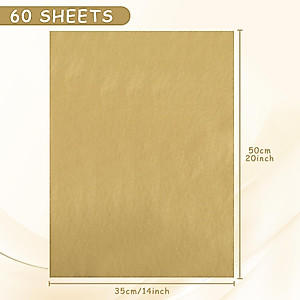 Naler Gold Tissue Paper, 60 Sheets Tissue Paper Bulk Gift Wrap for Christmas Crafting Wedding Party DIY Birthday Decorations,14x 20