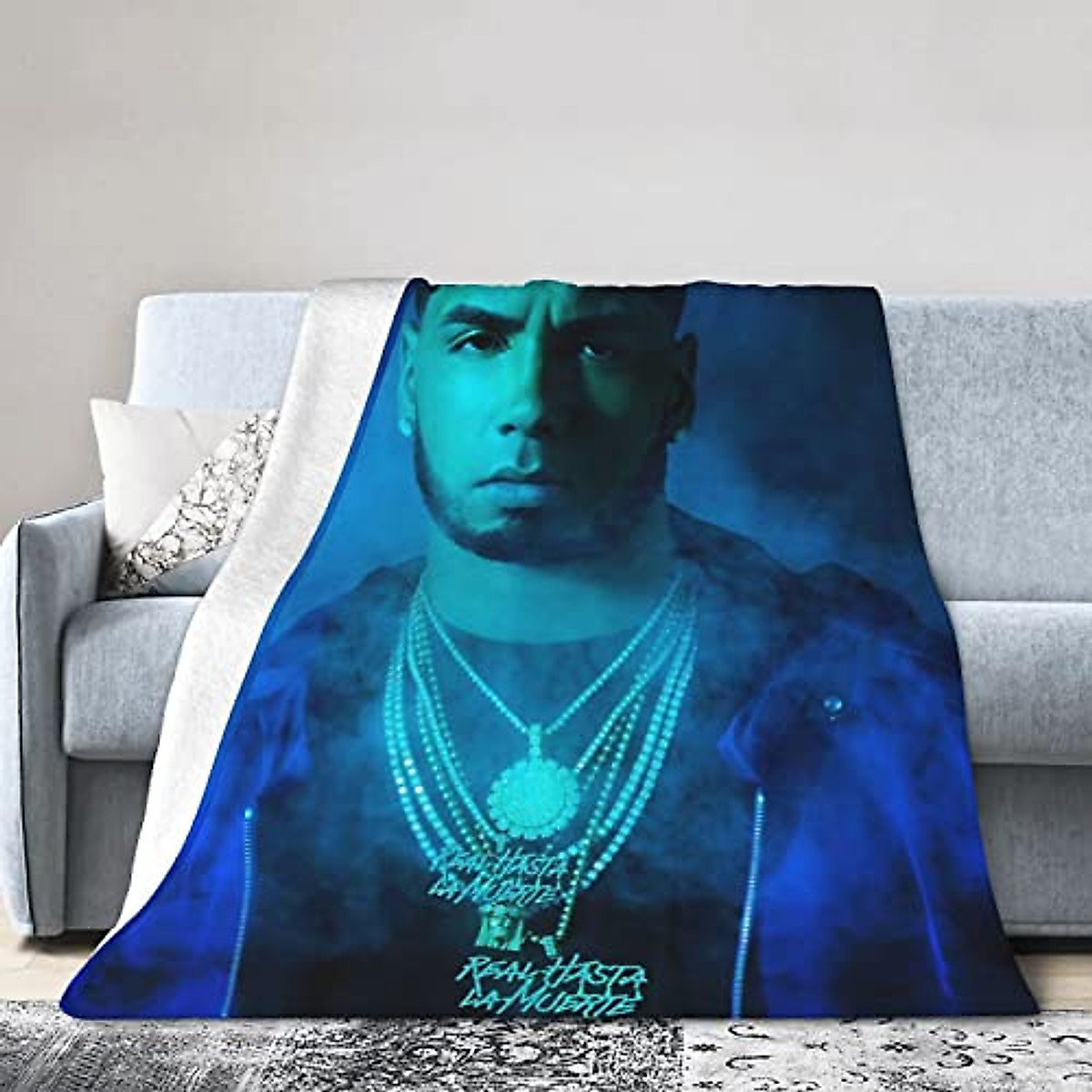 ISHAANAV Anuel Music and AA Throw Blanket for Couch Sofa Fluffy Microfiber Fleece Throw Soft, Cozy, Lightweight Anuel Music and AA