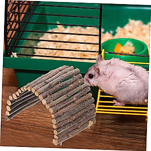 HEALEEP 2Pcs Hamster Arch Bridge Rat Playground Rat Toys Small Pets Training Tunnel Hamster Ladder Toy Hamster Platform House Rat Ladder Hamster Climbing Apple Wood Rope Ladder Rabbit