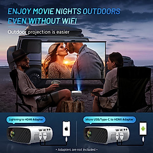 Mini Projector, ELEPHAS Portable Projector for iPhone, 7000L with Synchronize Smartphone Screen, Movie Projector with 1080P HD/200 Screen Support, Compatible with Android/iOS/TV Stick/HDMI/USB/SD