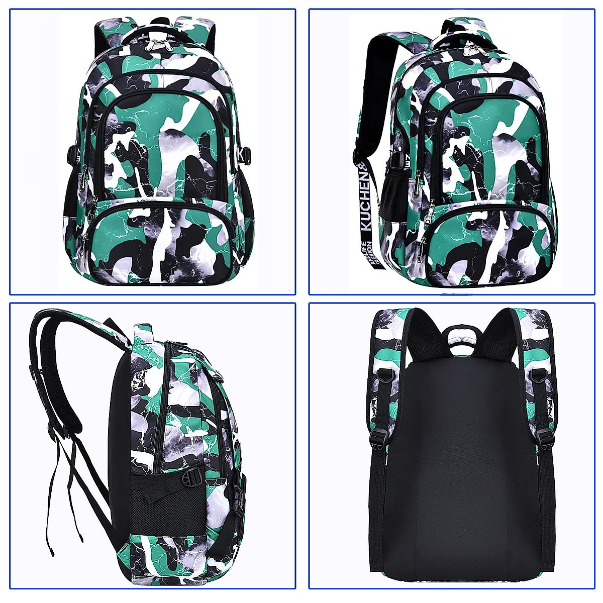 Yvechus School Backpack Casual Daypack Travel Outdoor Camouflage Backpack Christmas Presents for Boys and Girls (AY Camo Green)