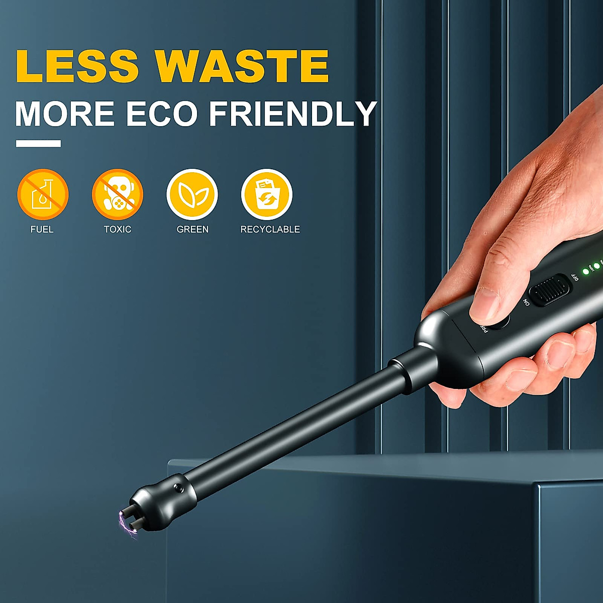 Candle Lighters USB-C Electric Rechargeable: Plasma Arc Windproof Flameless Extra Long Electric Lighter with Safe Button for Grill BBQ Fireplace Camping Stove Kitchen Firework Birthday Christmas