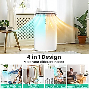 COSTWAY Portable Air Conditioners, 12000 BTU 4 in 1 AC Unit with Cool, Fan, Heat & Dehumidifier, Alexa Voice-Enabled Air Cooler with WiFi Smart App Control, LED Display, 24H Timer, Cools up to 450 Sq. Ft (12000BTU)
