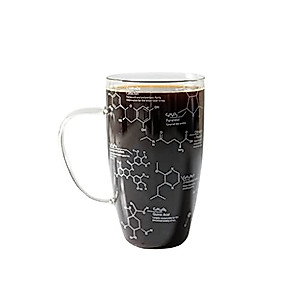 Greenline Goods Glass Chemistry Glass Tea Cups - 18 oz Tumbler Science of Tea Beaker Mug (Set of 1) - Etched with Tea Chemistry Molecules - Perfect for Caffeine Lovers, Teachers, Engineers And More